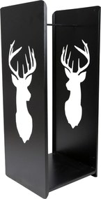 Kovový stojan na dřevo Deer, 40x100 cm, černá