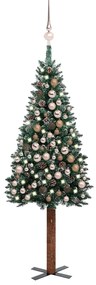Úzký vánoční stromek s LED a sadou koulí zelený 210 cm,  3077865 HangarStore.cz