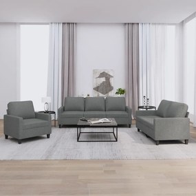 3dílná sedací souprava s poduškami tmavě šedá textil 3201429