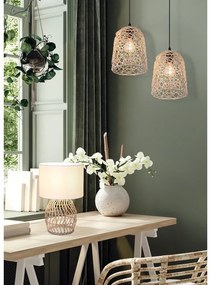 Stolní lampa v bílo-přírodní barvě (výška 38 cm) Rike – Trio