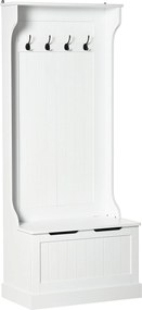 HOMCOM Moderní 3-in-1 volně stojící stojan na kabáty s 4 háčky, úložná lavice a ramínko na kabáty, úsporný vstup, chodba, nábytek do ložnice z dřeva,
