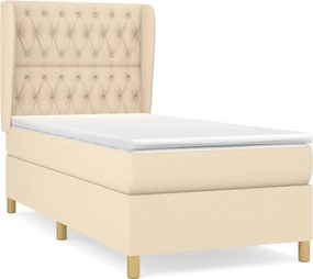 Box spring postel s matrací krémová 90x190 cm textil 3128730