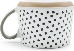 Porcelánový hrnek Lone, 400 ml – minimalistický design s nepravidelnými puntíky