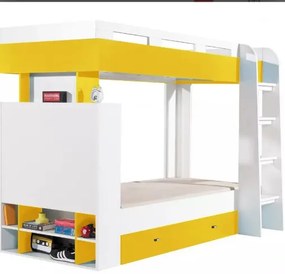 Meblar Patrová postel Mobi MO19 Barva: bílý lux + žlutá