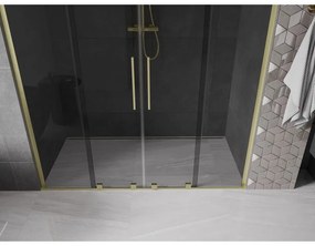 Mexen Velar L Duo, posuvné sprchové dveře do otvoru 170 cm, 8mm šedé sklo, zlatá matná, 871-170-003-42-55