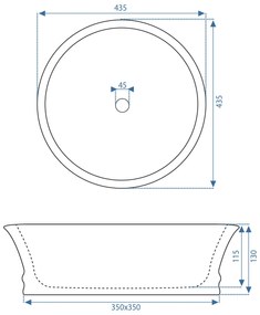 Rea Betty, umyvadlo na desku 440x440x130 mm, starožitná měděná, REA-U1057
