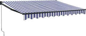 Zatahovací markýza modrá a bílá 3,5 x 2,5 m textil a hliník 3154447