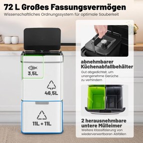 Costway 72 L-odpadkový koš z nerezové oceli s odpadkovým košem 42 x