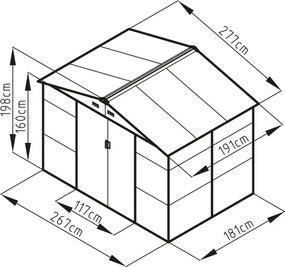 Zahradní Domek na Nářadí Plechový | G21 GAH 529 šedý | 2,7 x 1,9 m