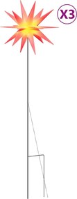 Svítící vánoční hvězdy s hroty 3 ks LED skládací červené 57 cm 3190444