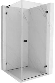 Mexen Lunar-B L pravý výklopný sprchový kout 80 x 80 cm, čiré sklo, černá matná, 832L-080-080-70-00-P