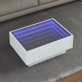 Konferenční stolek s LED bílý 70 x 50 x 30 cm kompozitní dřevo