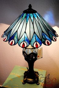 Stolní lampa Tiffany Peacock - Ø 40*68 cm