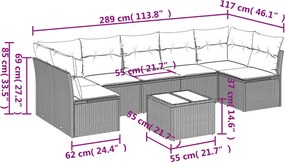 8dílná zahradní sedací souprava s poduškami černá polyratan 3217435