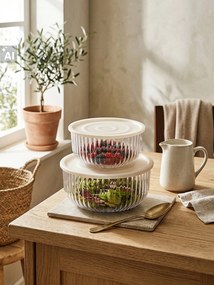 Sinsay - Žebrované nádoby na potraviny s průhlednými víčky 2 pack - clear