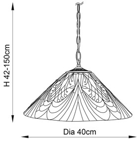 Endon 64162 - Lustr na řetězu Tiffany HECTOR 1xE27/60W/230V pr. 40 cm