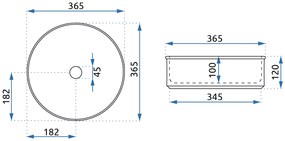 Keramické umyvadlo na desku REA CHARLOTTE, bílé