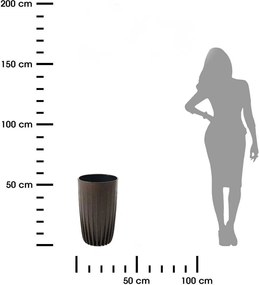 PLASTOVÝ KVĚTINÁČ STRIPPED ECO 51X30 CM TMAVĚHNĚDÁ