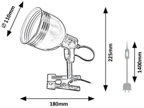 Rabalux 3092 - Lampa s klipem 1xE14/25W/230V černá
