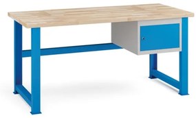 Dílenský stůl KOVONA, závěsná skříňka na nářadí, buková spárovka, pevné nohy, 1700 mm