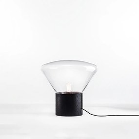 Nadčasová stolní lampička Muffins Table Dekor: Dub evropský černě mořený / Transparentní sklo, Rozměr: ø 275 x 260 mm