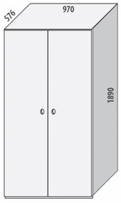 Domestav - DOMINO Skříň dvířková hloubka 576 buk cink, mořený