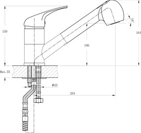 Aqualine 52137 dřezová baterie stojánková páková