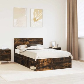 Rám postele s čelo Kouřový dub 120 x 200 cm Kompozitní dřevo 3407908