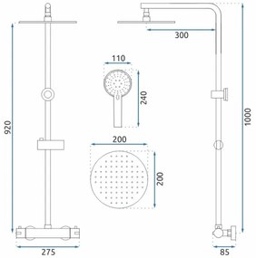 REA-P8804 - Sprchová sada s termostatickou baterií BLISS matná černá