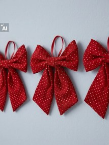 Sinsay - Sametové vánoční mašle se zlatými aplikacemi 3 pack - červená