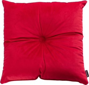 Sametový polštář Velvet s knoflíkem barva červená látka lesklé, sametová