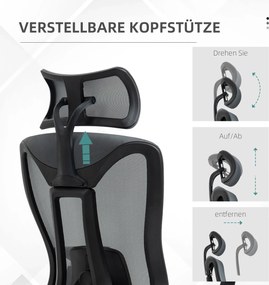 Kancelářská židle Vinsetto Ergonomická kancelářská židle s funkcí polohování Mesh grey pro pohodlnou práci a relaxaci |