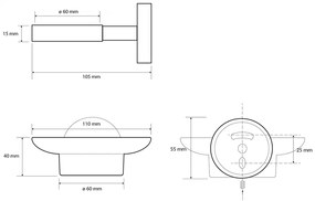 Sapho X-ROUND BLACK mýdlenka, mléčné sklo, černá mat XR803B