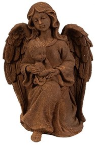 Dekorativní rezavá figurka anděl držící dítě - 13*11*18 cm