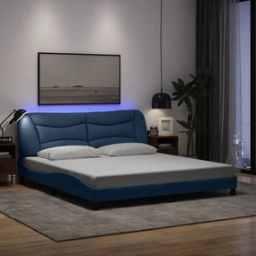 Rám postele s LED bez matrace Hvar Modrá 180x200 cm Látka 3213724
