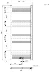 Gamma Simple, topné těleso 500x1200 mm, 487 W, zlatá matná, GMA-SIMP-50120-BGD