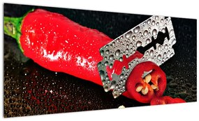 Obraz papriky s žiletkou (100x40cm)