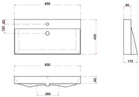 Sapho KARE 85 keramické umyvadlo nábytkové 85x45 cm, bílá, 17085