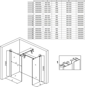 BPS-koupelny 2-dílná sprchová zástěna Walk-in HYD-SH07-D-BL 100x70, černá mat/transparent - bez vaničky