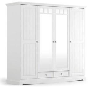 Bílý nábytek Šatní skříň Belluno Elegante 4D, bílá, masiv, borovice