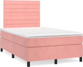 Box spring postel s matrací růžová 120 x 200 cm samet 3143078