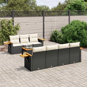8dílná zahradní sedací souprava s poduškami černá polyratan 3226644