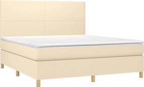 Box spring postel s matrací a LED krémová 180x200 cm textil 3135298