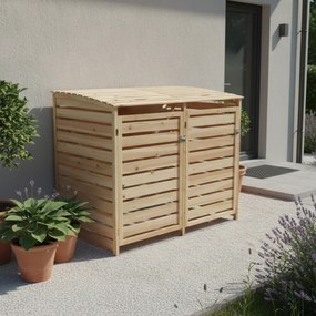 Dřevěný box na dva odpadkové koše, přírodní, BRUDO TYP 1