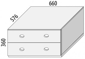 Domestav - DOMINO Skříň 2 zásuvková hloubka 576 buk cink olejování