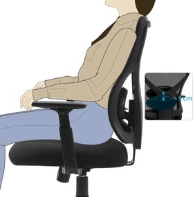 SONGMICS síťová kancelářská židle, ergonomická otočná židle, černá