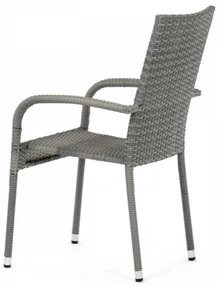 Zahradní židle stohovatelná šedý umělý ratan kov AZC-S2114 GREY