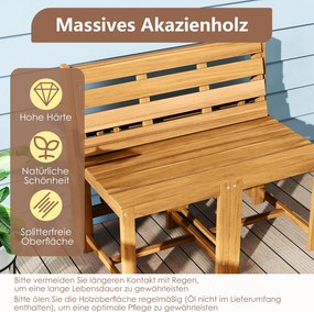 Costway 2 v 1 Zahradní lavice z akátového dřeva Zahradní stůl s lavicí 2-sedák