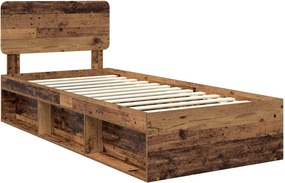 Rám postele s čelo Staré dřevo 90 x 200 cm Masivní borové dřevo 3412130