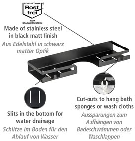 Černá samodržící koupelnová polička z nerezové oceli Altarella – Wenko